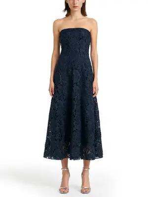 ROTATE BY BIRGER CHRISTENSEN 3d Lace Midi Dress - Blue