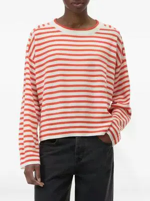 Closed Striped Crew Neck Long Sleeve Top