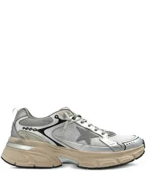 Golden Goose Lightstar Laminated Leather And Mesh Sneakers Shoes - Grey