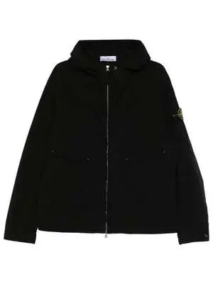 Stone Island Lightweight Canvas Hooded Jacket - Black