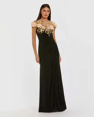 Mac Duggal Embellished Jersey Column Gown