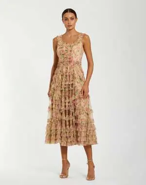 Ruffled Trim Midi Dresses