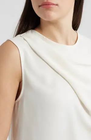 Anne Klein Asymmetric Sleeveless Cowl Neck Top