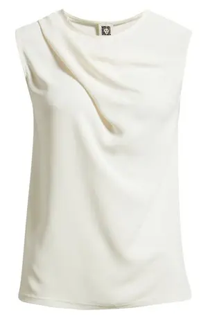 Anne Klein Asymmetric Sleeveless Cowl Neck Top