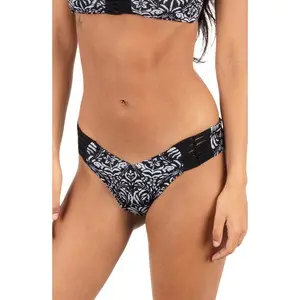 Hurley Ikat Palm Skimpy Bikini Bottom - Black/coconut