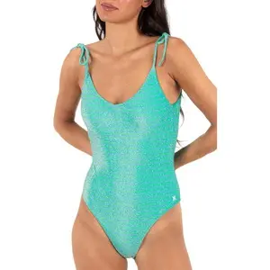 Hurley Metallic Stripe One-piece Swimsuit - Surf Blue