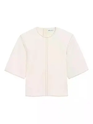 AMI Paris Cotton Gabardine Top With Contrasted Topstitches