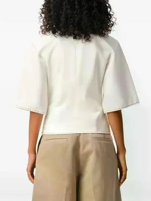AMI Paris Cotton Gabardine Top With Contrasted Topstitches