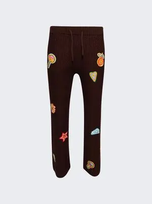 Casablanca Crochet Patch Trousers - Brown