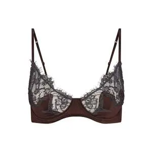 SKIMS Silk Lace Unlined Demi Bra - Espresso Contrast