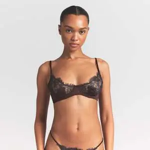 SKIMS Silk Lace Unlined Demi Bra - Espresso Contrast