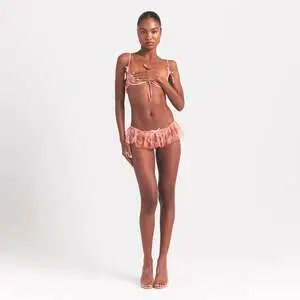 SKIMS Embroidered Tulle Skimpy Bra - Guava Heart Tulle