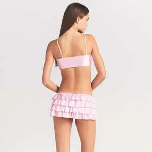 SKIMS Tie Front Bralette | Pink | Small | Stretch Satin