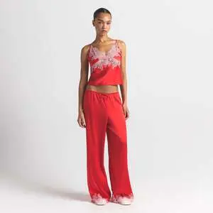 SKIMS Silk Lace Straight Leg Pant Ruby Contrast
