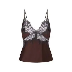 SKIMS Silk Lace Cami - Espresso Contrast
