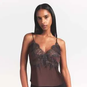 SKIMS Silk Lace Cami - Espresso Contrast
