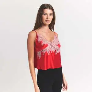 SKIMS Lace Cami Top - Ruby Contrast