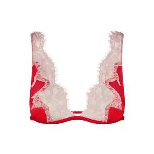 SKIMS Silk Lace Plunge Bralette - Ruby Contrast
