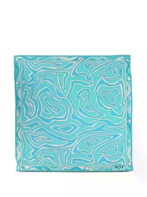 Emilio Pucci Abstract Pattern Silk Scarf - Blue