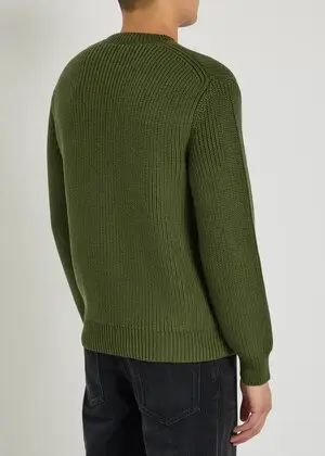 TOM FORD Ribbed Crew-neck Wool Jumper - Olive
