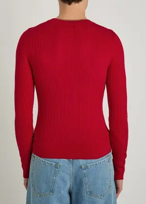 Dries Van Noten Motif Layered Round-neck Ribbed Wool Jumper