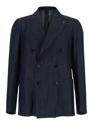 Tagliatore Tagliatore Double-Breasted Denim Jacket - Blue
