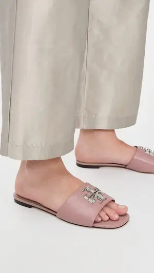 Tory Burch Eleanor Slides - Light Mauve/silver