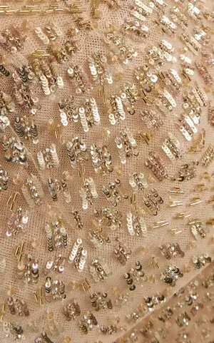 Monique Lhuillier Strapless Embellished Peplum Gown