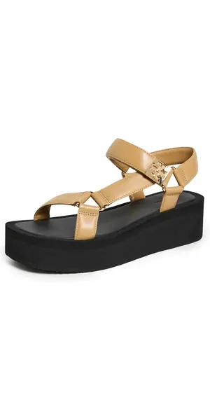 Tory Burch Mellow Platform Sandals - Ginger Shortbread/gold/black