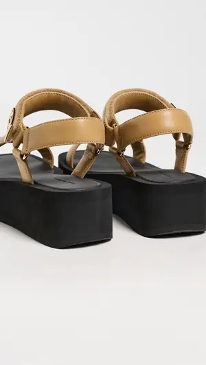 Tory Burch Mellow Platform Sandals - Ginger Shortbread/gold/black