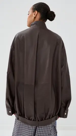 Tibi Leather Moto Bomber