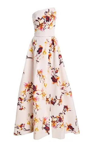 Monique Lhuillier Asymmetric Strapless Ball Gown - Multi