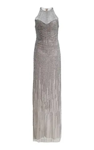 Monique Lhuillier Halter Embroidered Gown