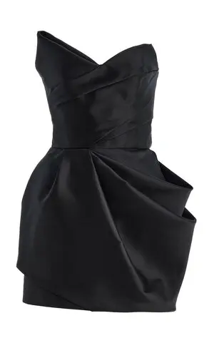 Monique Lhuillier Strapless Draped Mini Dress - Black
