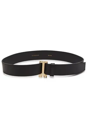 Victoria Beckham Leather Belt With Designer Plaque - Black