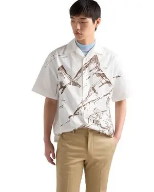 Prada Printed Cotton Bowling Hirt