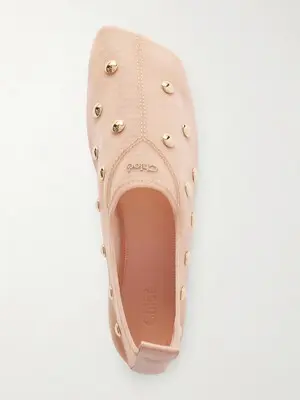Chloé Rita Studded Mesh Flats - Pink