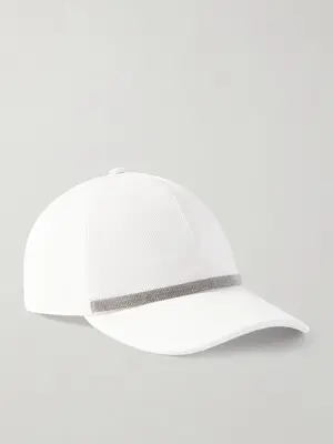 Brunello Cucinelli Bead-embellished Baseball Cap - White