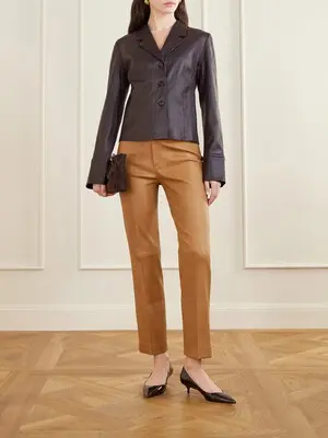 Stouls Georgette Leather Slim-fit Trousers