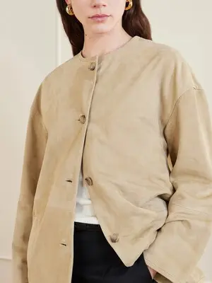 Loulou De Saison Waren Paneled Suede Jacket - Neutrals