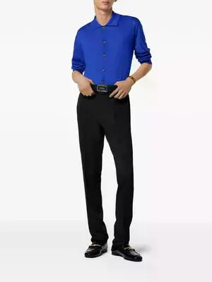 Versace Buttoned Collared Cardigan - Blue