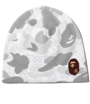 A BATHING APE X Clot Camo Beanie - White