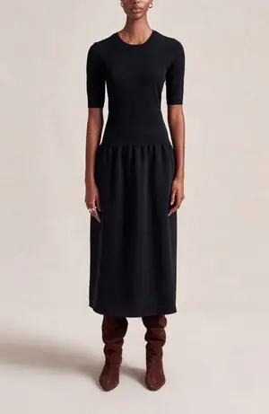 LA LIGNE Sloane Knit Bodice Crepe Dress