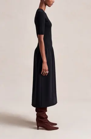 LA LIGNE Sloane Knit Bodice Crepe Dress