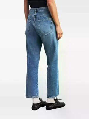 FRAME Vertical Crop High-waist Straight Jeans - Blue