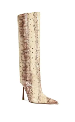 AZALEA WANG Madeye Stiletto Boots - Nude Multi