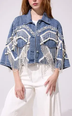 AZALEA WANG Jacket With Pearl Embellishments