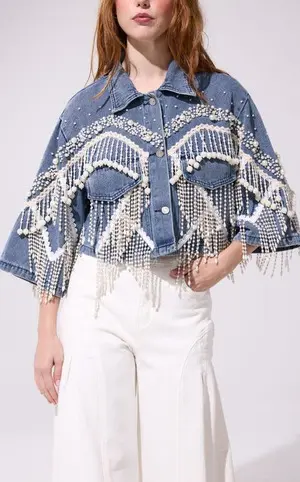AZALEA WANG Jacket With Pearl Embellishments