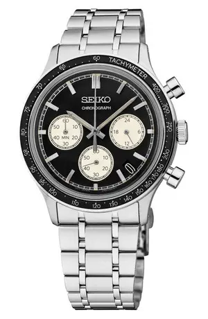 SEIKO WATCHES Essentials Chronograph Bracelet Watch - Black