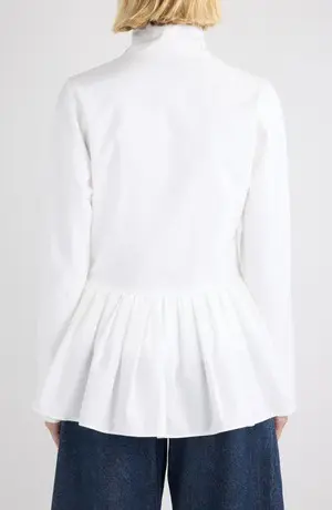 Alaïa Cotton Peplum Jacket - Blanc
